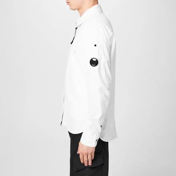 C.P. COMPANY Cotton Long Sleeve Overshirt - White