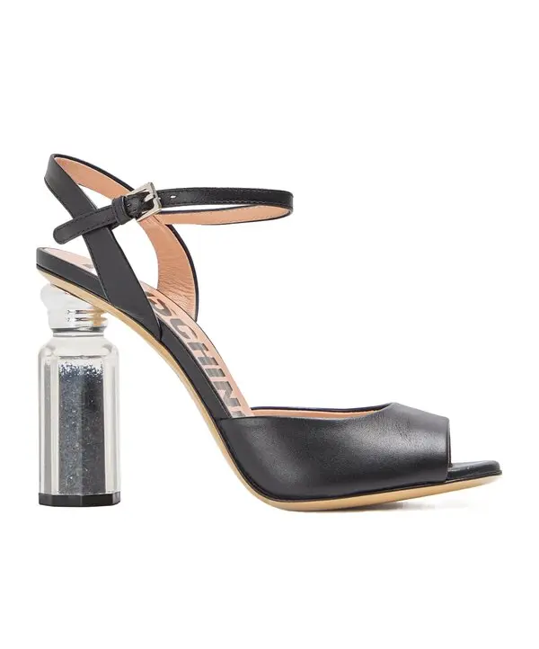 Moschino Leather Block Heel Sandals - Black