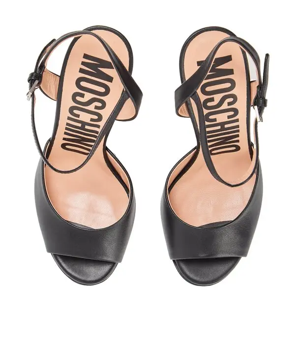 Moschino Leather Block Heel Sandals - Black