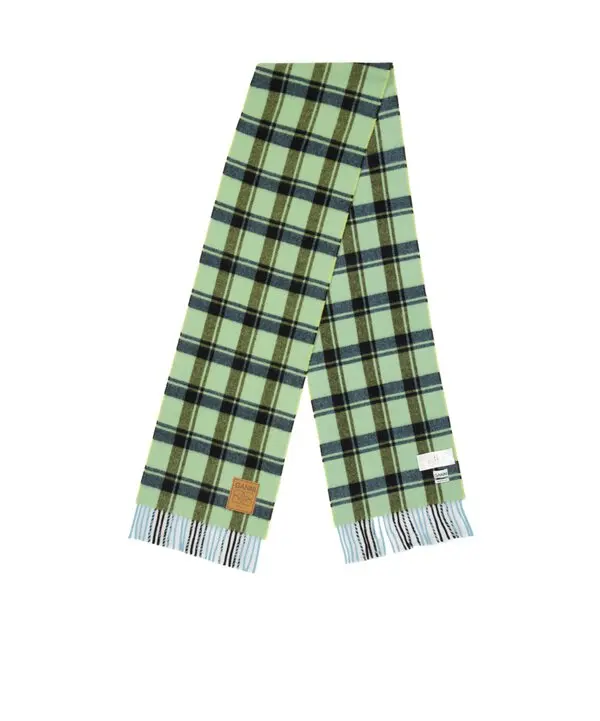 GANNI Plaid Wool Scarf
