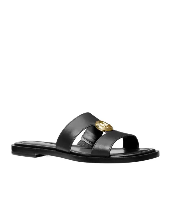 Michael Kors Gold Tone Logo Flat Sandals