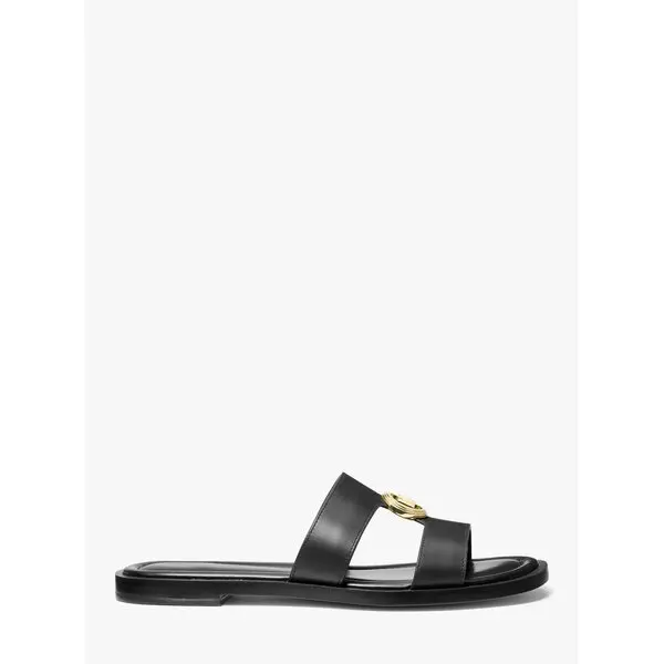 Michael Kors Gold Tone Logo Flat Sandals