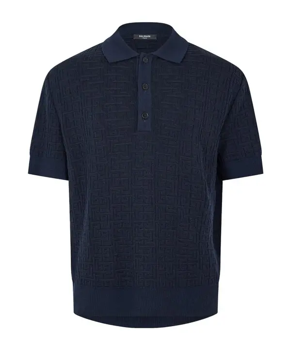 Balmain Mono Short Sleeve Polo Shirt