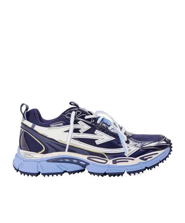 Off-White Low-top Athletic Sneakers With Heel Tab - Blue