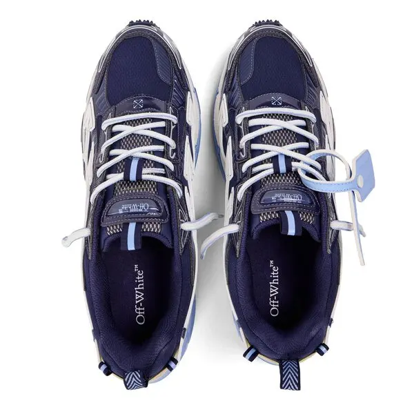 Off-White Low-top Athletic Sneakers With Heel Tab - Blue