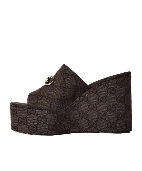 Gucci Horsebit Platform Wedge Sandals