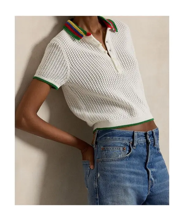 Polo Ralph Lauren Crocheted Short Sleeve Polo Shirt