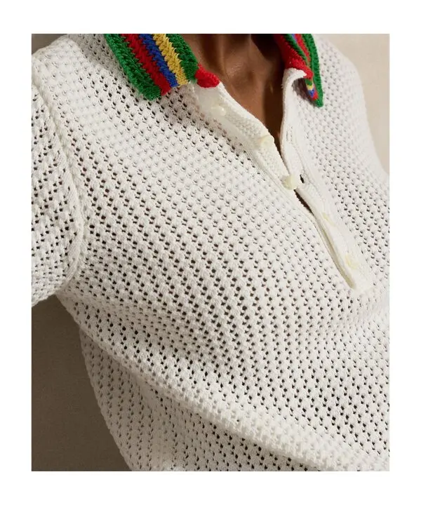 Polo Ralph Lauren Crocheted Short Sleeve Polo Shirt