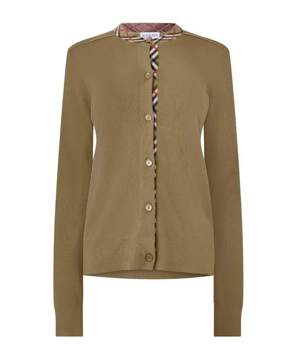 Burberry Crew Neck Cardigan - Brown