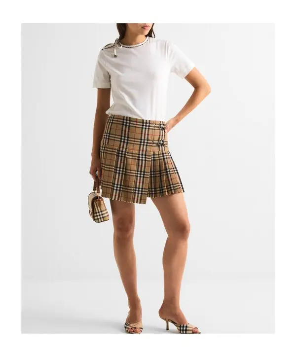 Burberry Classic Crewneck Short-sleeve Shirt With Tie Detail - No