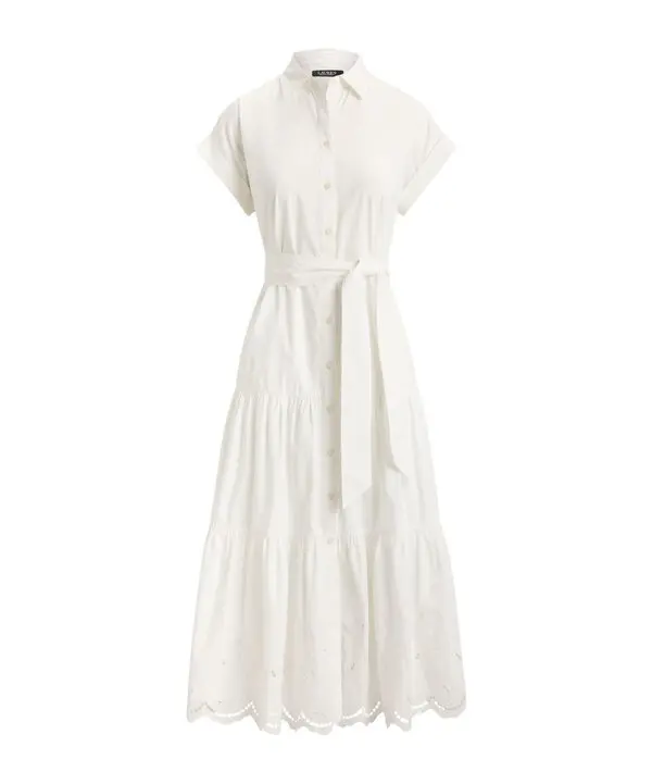 Ralph Lauren Cotton Shirt Dress With Tiered Hem