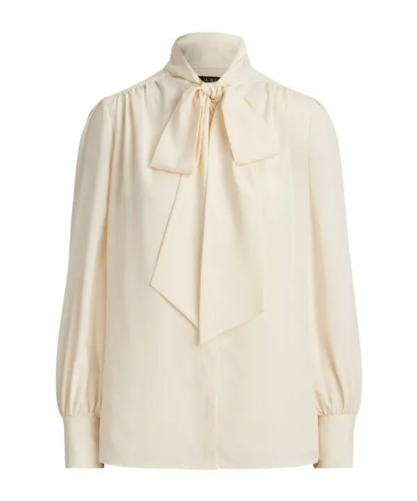 Ralph Lauren Long Sleeve Blouse With Pussy Bow - Nude