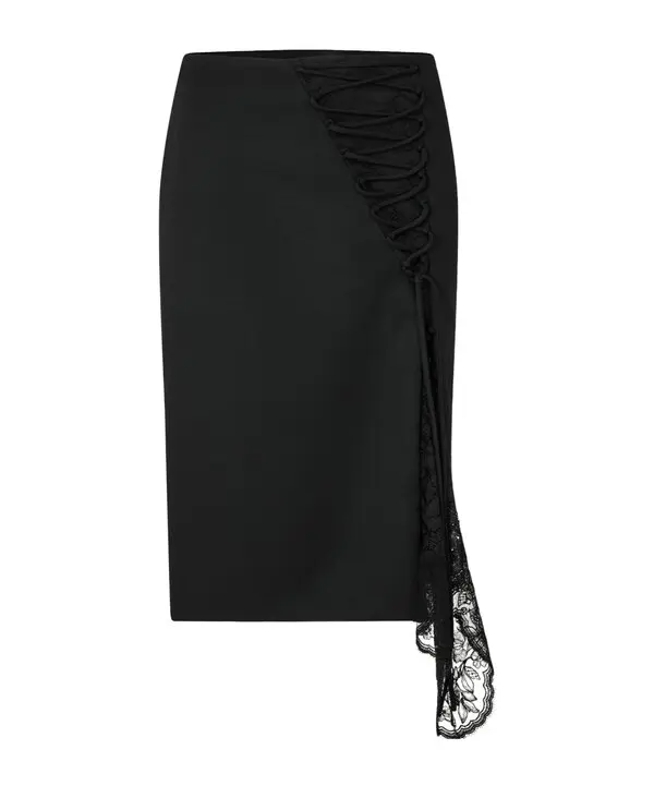 Alexander McQueen Midi Pencil Skirt With Lace Detailing