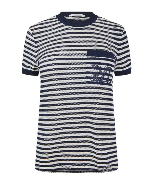 Max Mara Crew Neck Short Sleeve Knit Top - White