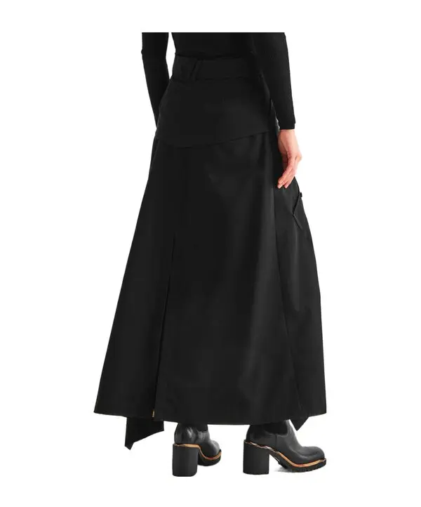 Burberry Asymmetrical Midi Skirt With Belt And Plaid Lining