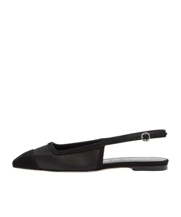 AeydĒ Mesh Square-toe Slingback Flats