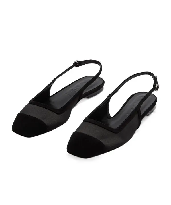 AeydĒ Mesh Square-toe Slingback Flats