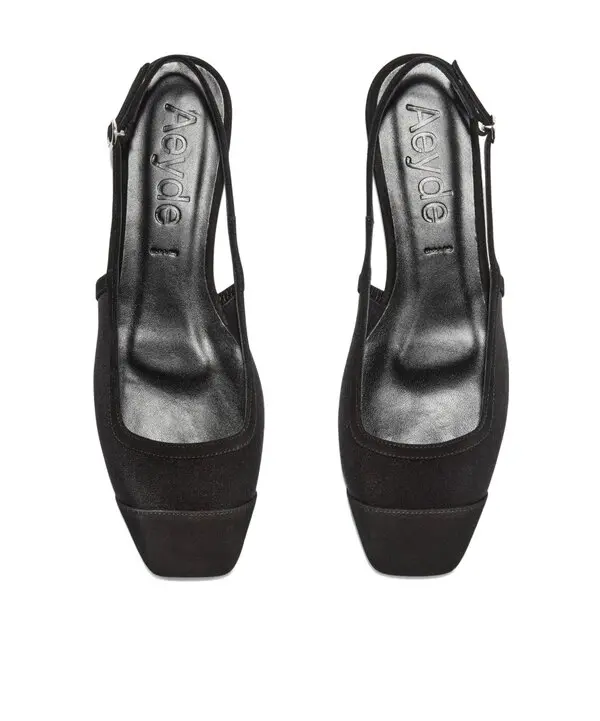 AeydĒ Mesh Square-toe Slingback Flats