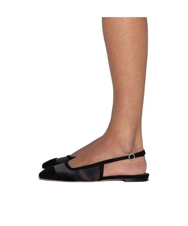 AeydĒ Mesh Square-toe Slingback Flats