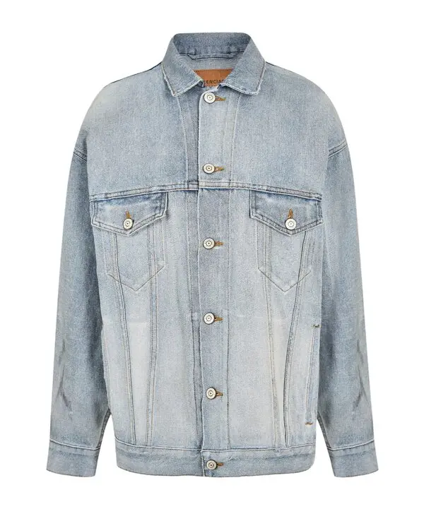 Balenciaga Distressed Logo Denim Jacket