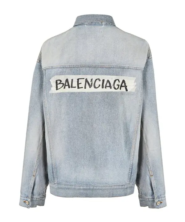 Balenciaga Distressed Logo Denim Jacket