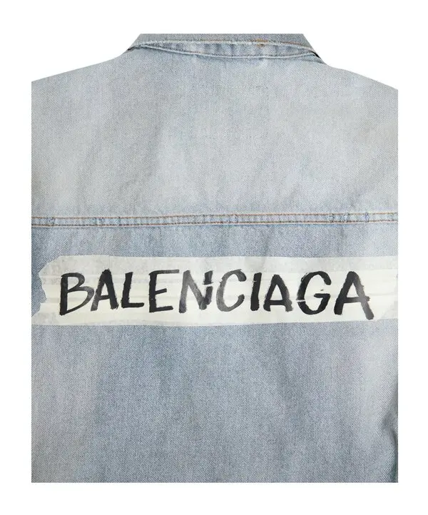 Balenciaga Distressed Logo Denim Jacket