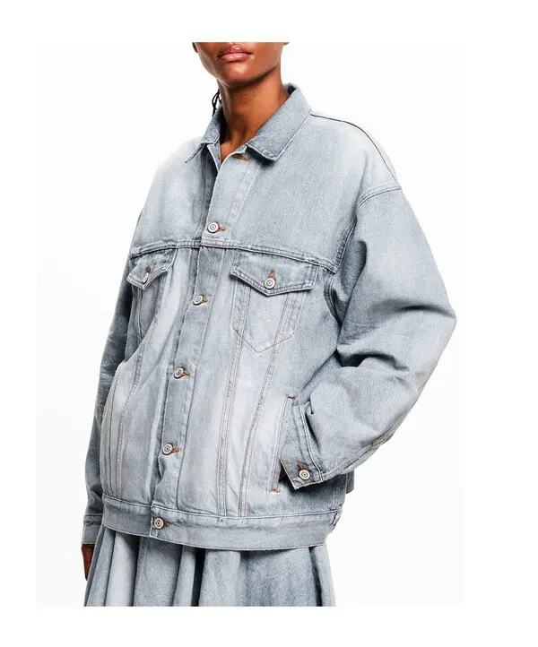 Balenciaga Distressed Logo Denim Jacket