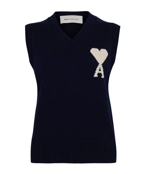 AMI Paris Sleeveless V-neck Waistcoat With Heart Logo