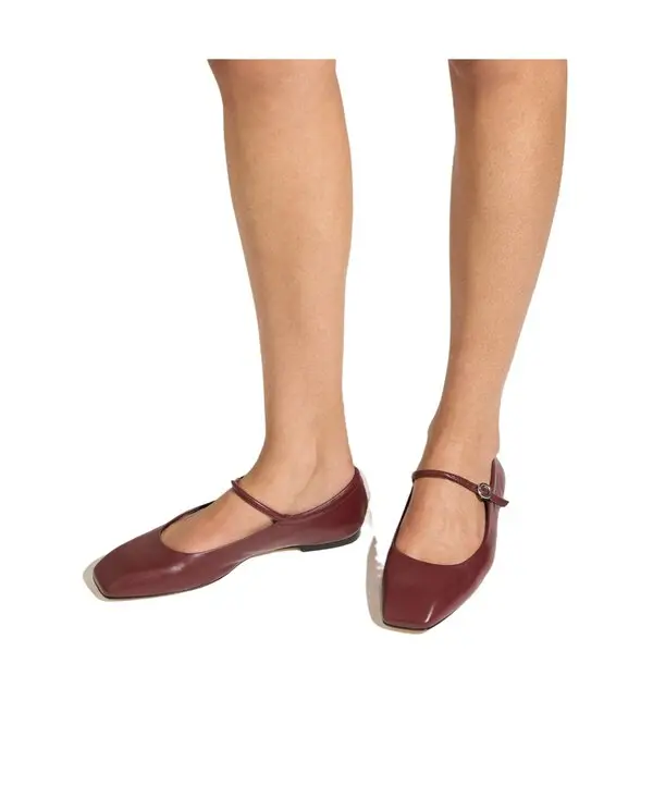 AeydĒ Nappa Leather Mary Jane Flats - Red