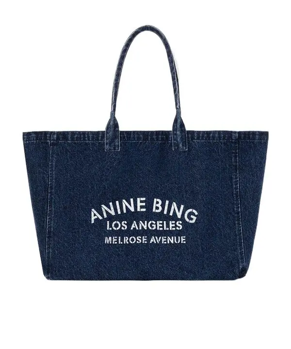 ANINE BING Solid Color Denim Tote Bag