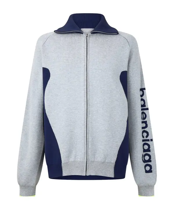 Balenciaga Color Block Zip-up Track Jacket - Gray