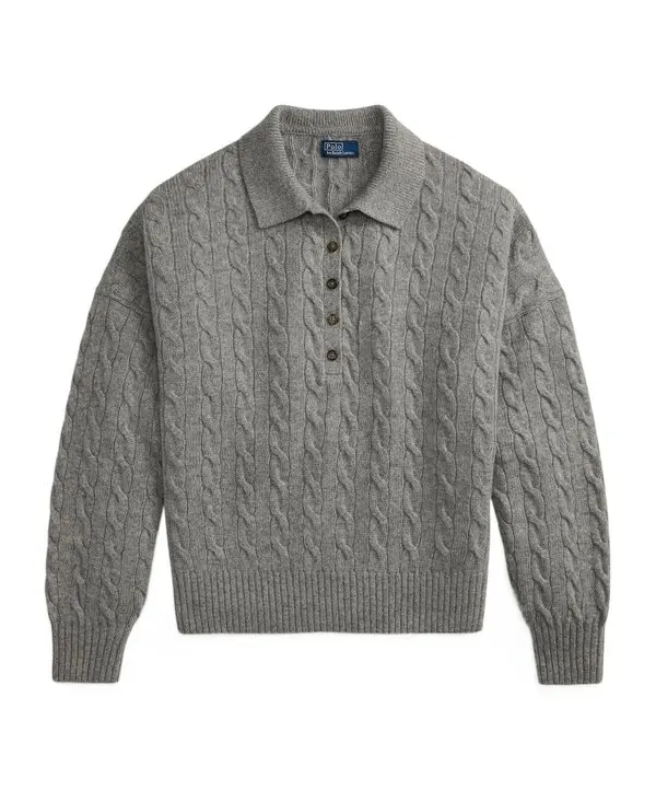 Polo Ralph Lauren Sweater Polo Knitted Long Sleeve Shirt - Gray