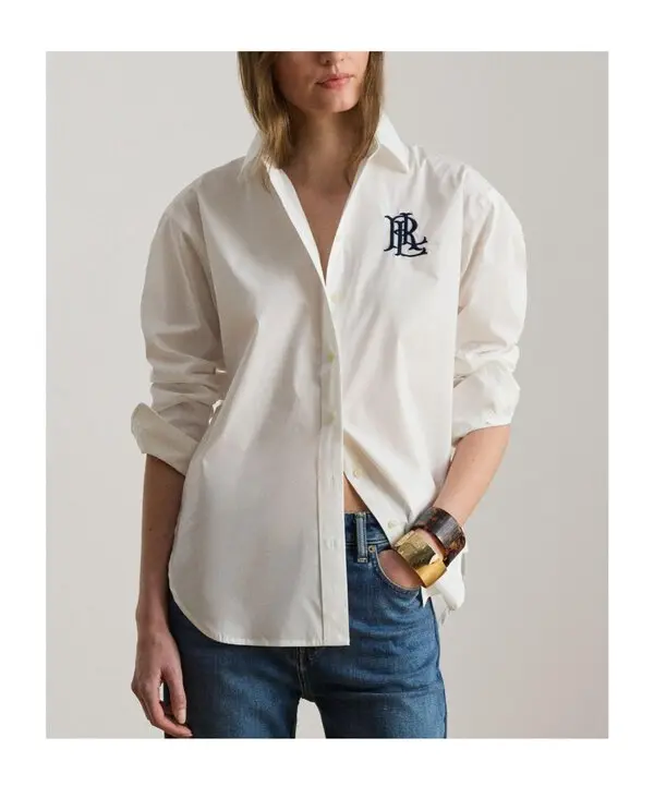 Ralph Lauren Long Sleeve Collared Shirt With Embroidered Logo