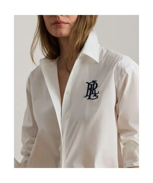 Ralph Lauren Long Sleeve Collared Shirt With Embroidered Logo