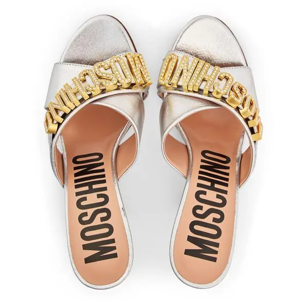 Moschino Letter Embellished Heeled Mules