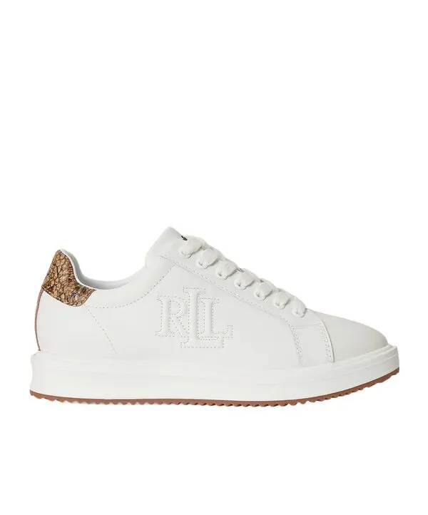 Ralph Lauren Ainsley Low-top Sneakers With Snakeskin Detail - White