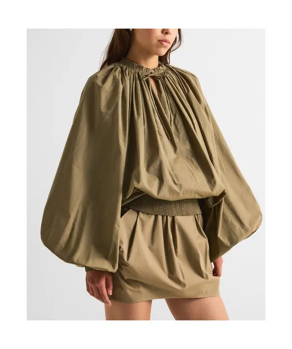 Balmain Gathered Neck Long Sleeve Blouse