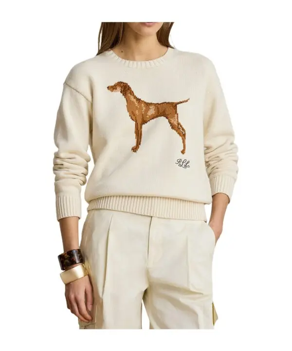 Ralph Lauren Crew Neck Jumper With Dog Motif