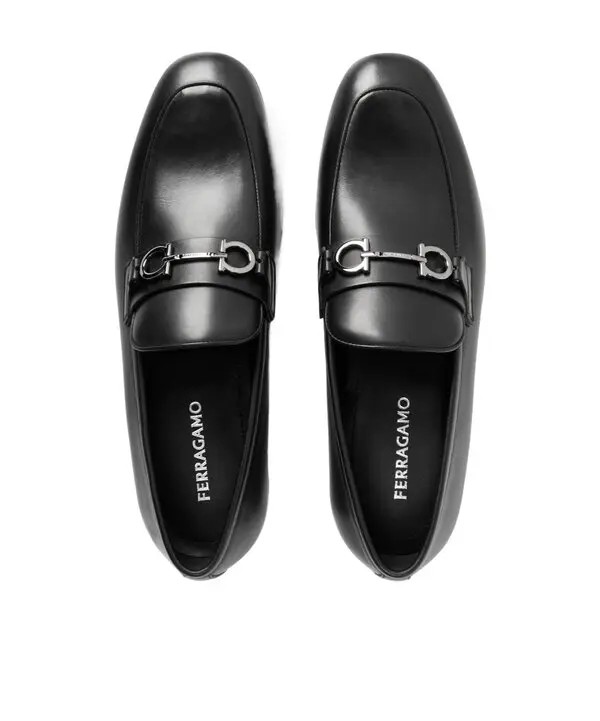 FERRAGAMO Polished Leather Loafers With Horsebit Detail