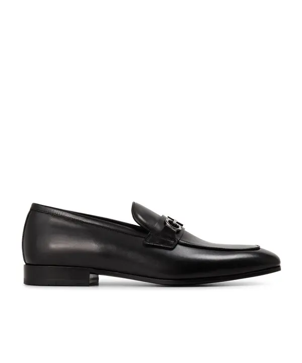 FERRAGAMO Polished Leather Loafers With Horsebit Detail