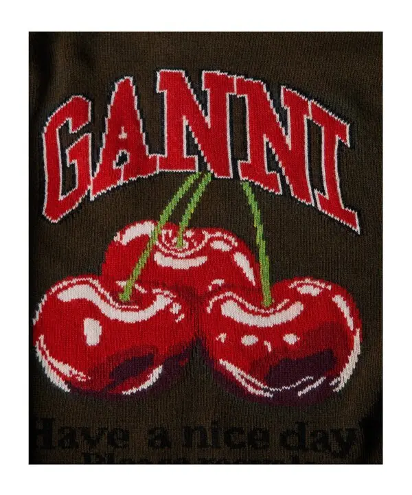 GANNI Oversized Graphic Jumper With Cherry Motif
