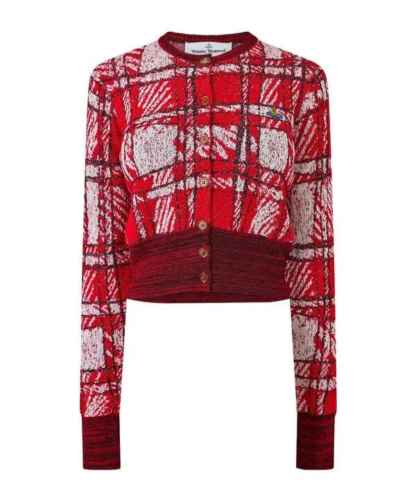 VIVIENNE WESTWOOD Check Cropped Knit Cardigan