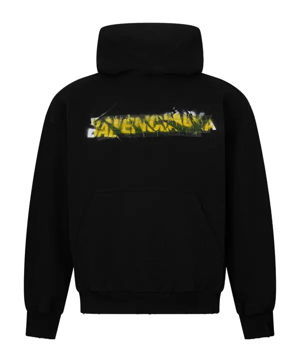 Balenciaga Loose Hooded Sweatshirt - Black