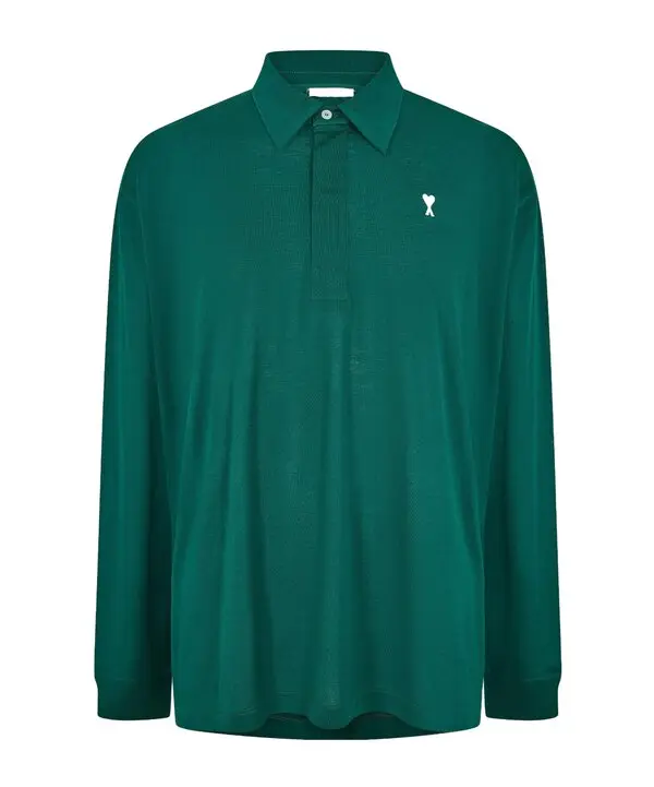 AMI Paris Long-sleeve Simple Polo Shirt