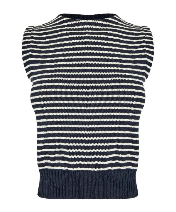 Max Mara Striped Knit Sleeveless Top - Black