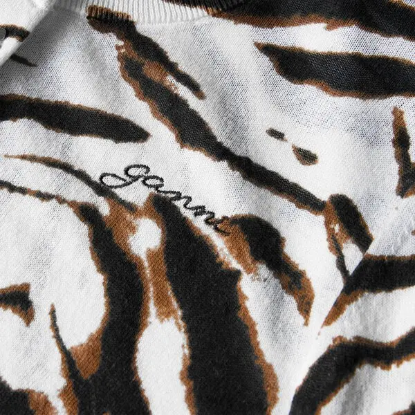 GANNI Tiger Print Cardigan - White