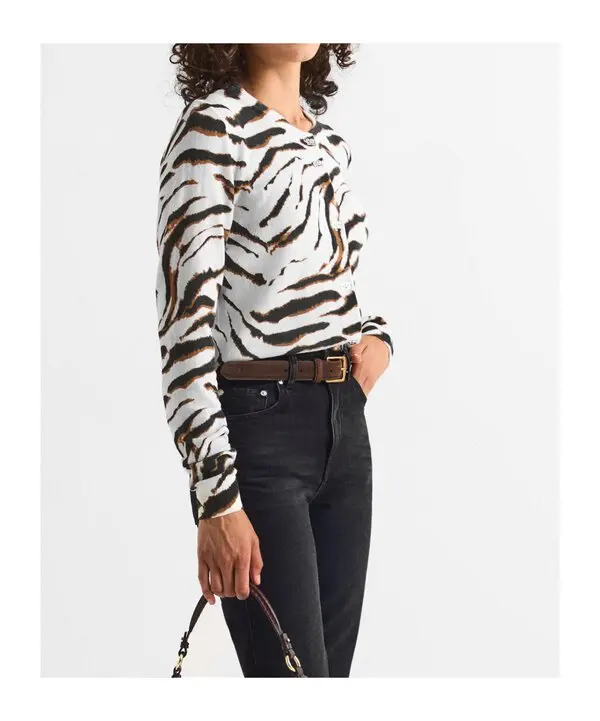 GANNI Tiger Print Cardigan - White