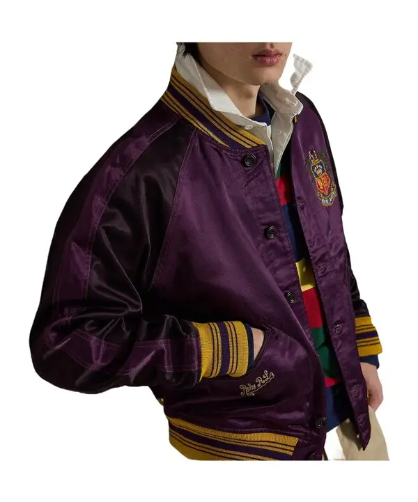 Polo Ralph Lauren Two-tone Satin Bomber Jacket - Purple
