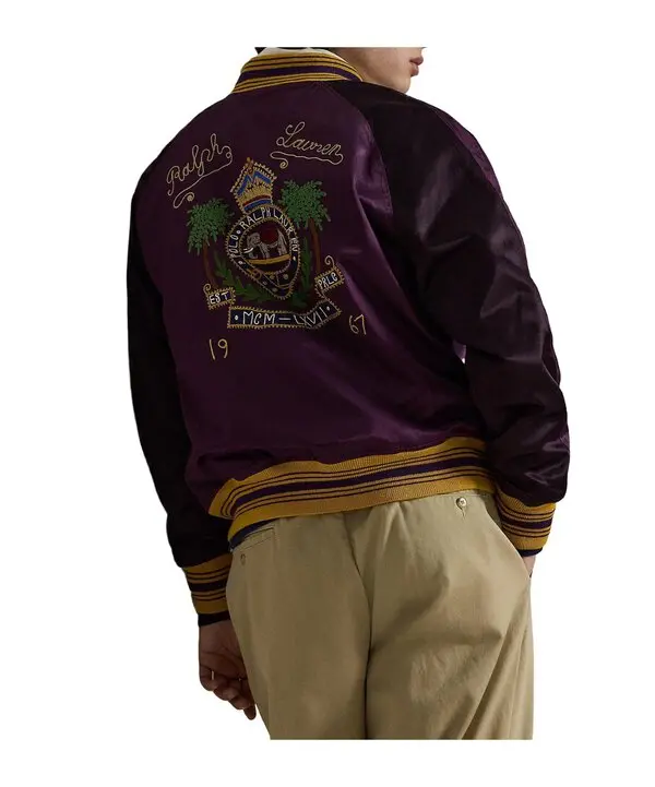 Polo Ralph Lauren Two-tone Satin Bomber Jacket - Purple