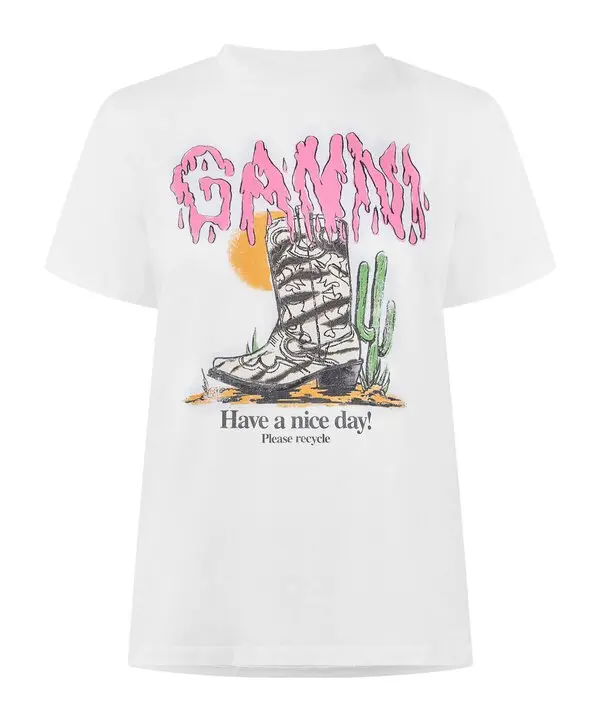 GANNI Zebra Boot Graphic T-shirt